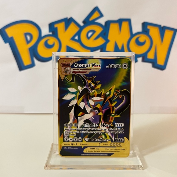 Pokemon | Toys | Pokmon Arceus Vmax Hp000 Gold Metal Card Gigantamax ...